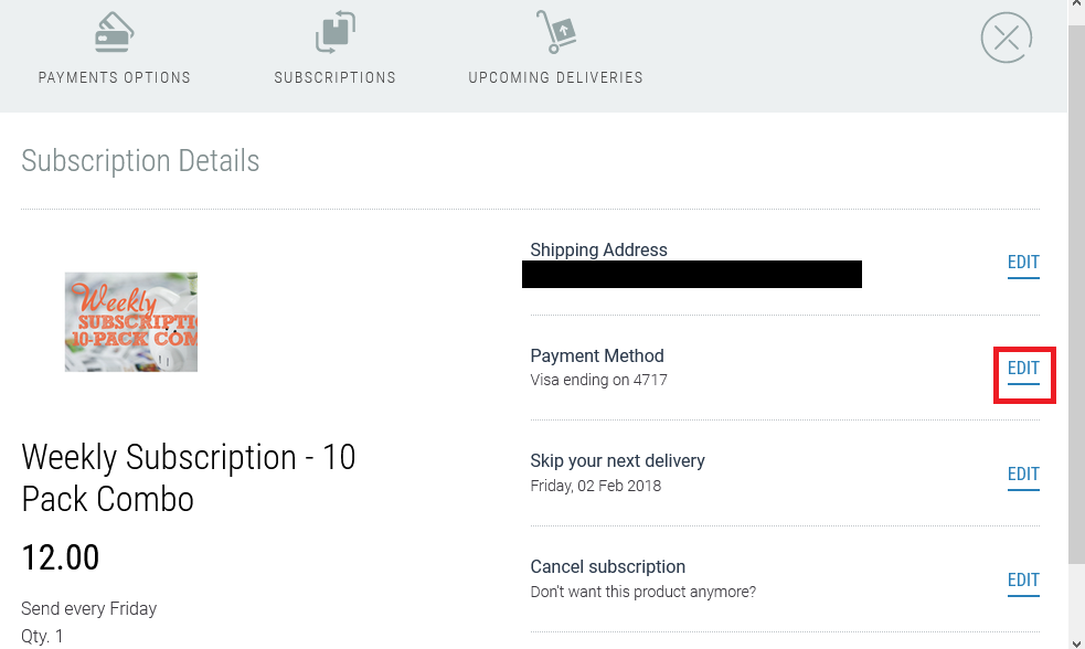Manage Your Weekly Subscription